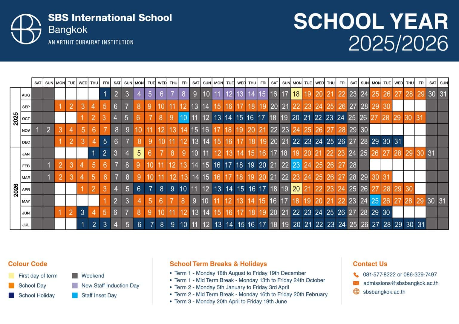 Calendar & Events | SBS International School Bangkok